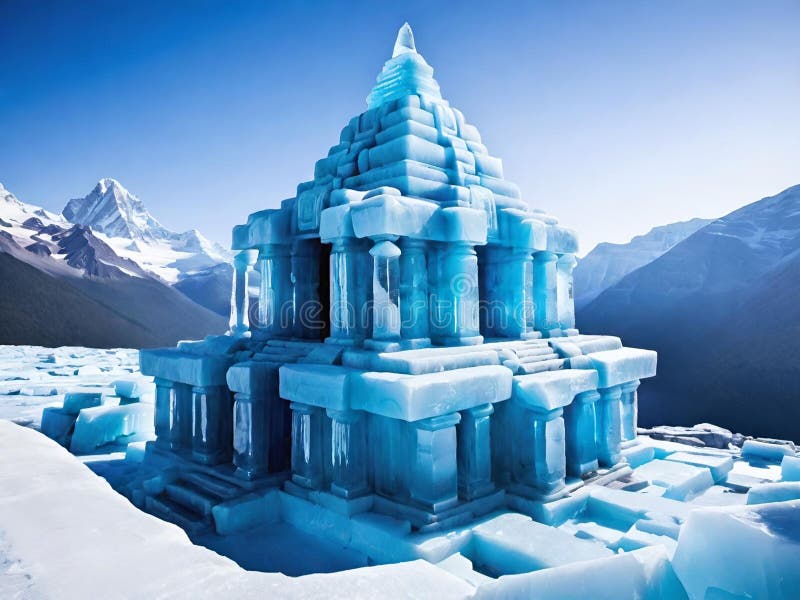 Ice Ancient Temple in the Snow Stock Illustration - Illustration of ...