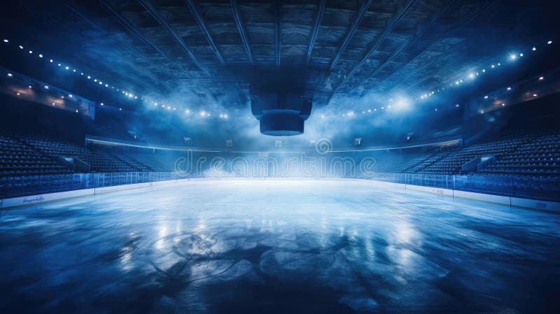 Ice Arena, Nobody. Dramatic Lighting Stock Image - Image of practice ...