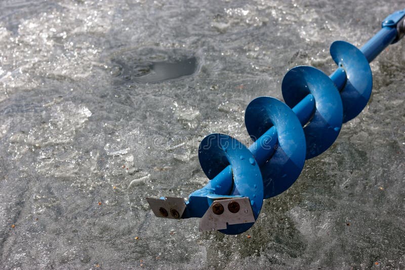 Ice auger stock photo. Image of slope, catching, trail - 113492602