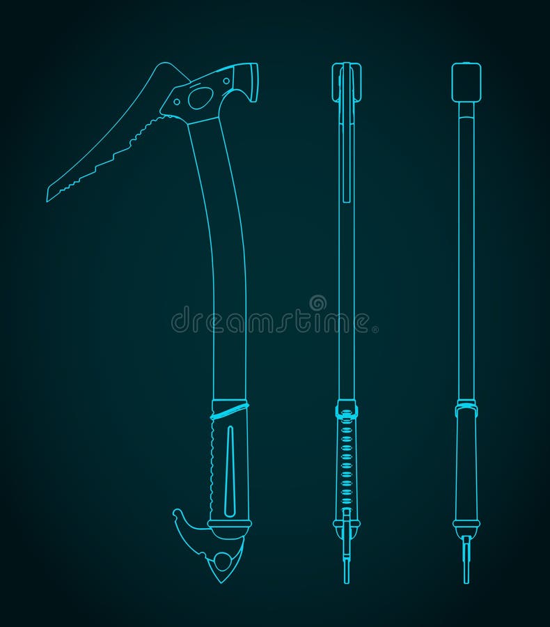 Ice Axe Blueprints Illustration Stock Vector - Illustration of tourism, alpinism: 365683007