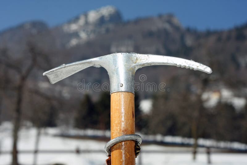 Ice Axe To Climbing with Sturdy Wood Handle Stock Photo - Image of tool ...