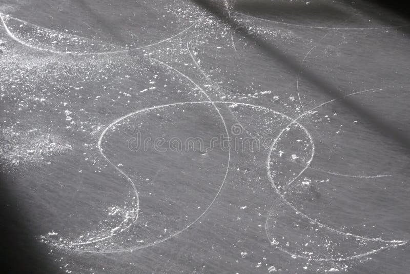 Skate Marks on the Surface of an Outdoor Ice Rink Stock Image - Image ...