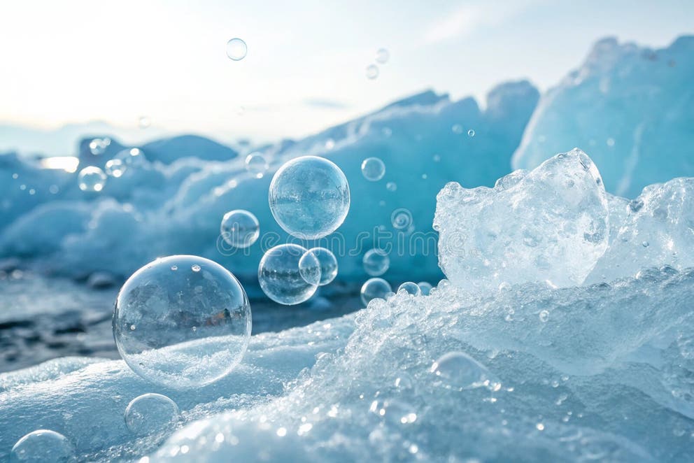 Ice Background with Bubbles. Natural Blue Texture of Ice Stock Illustration - Illustration of ...