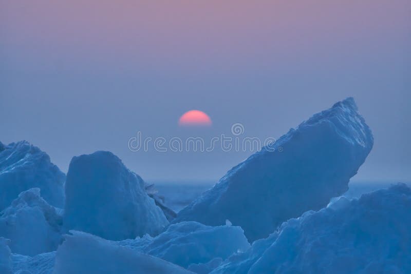 The Ice on the Background Sunset Stock Image - Image of light, island ...