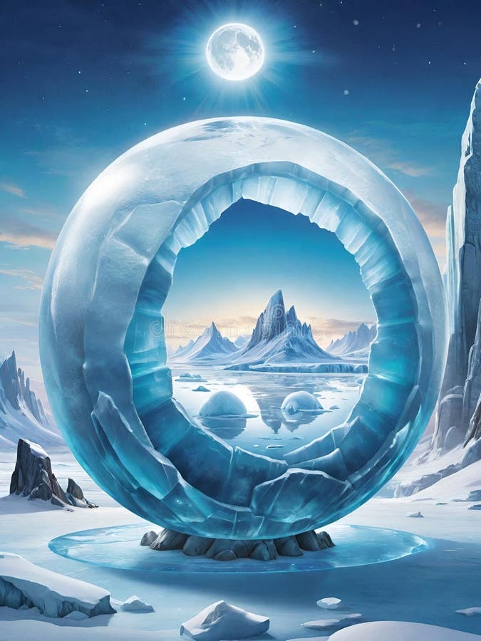 Ice ball on the ice beach stock illustration. Illustration of ...