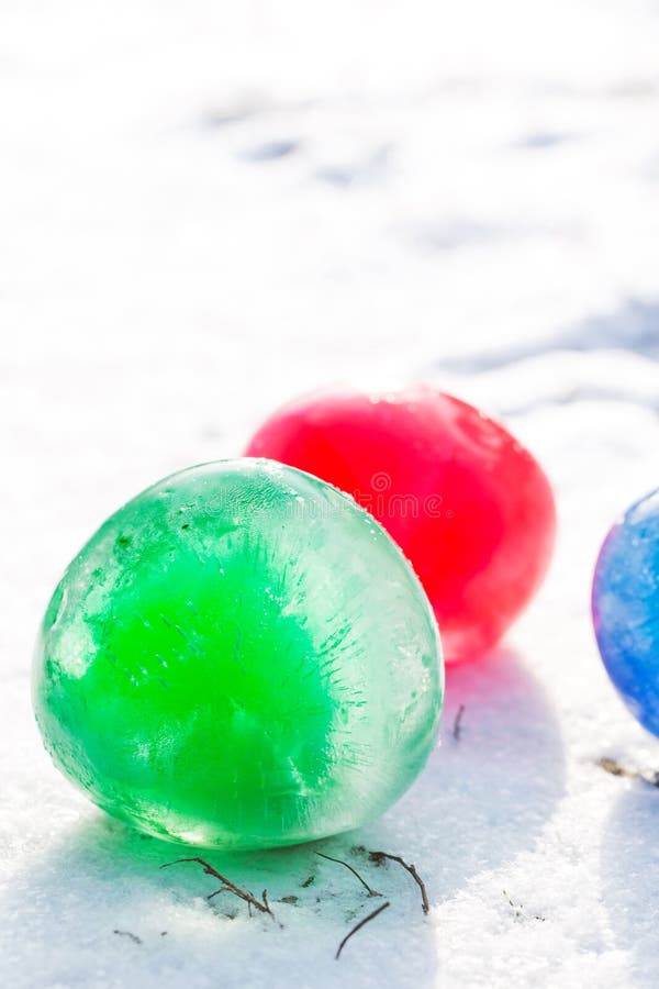 Ice Balls in the Snow on a Sunny Day Stock Photo - Image of bubble ...