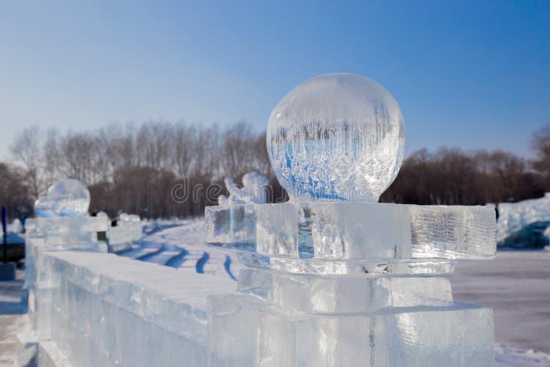 Ice Balls in Winter in Sunlight Stock Image - Image of light, snow ...