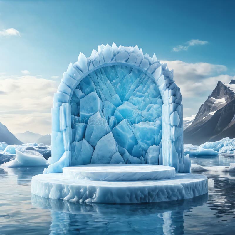 Ice Berg Glacier Podium Showcase Mockup Floating Sea Stock Illustration ...