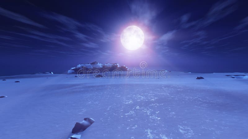 Ice Berg Night Full Moon, 3d Render Stock Photo - Image of full, night ...
