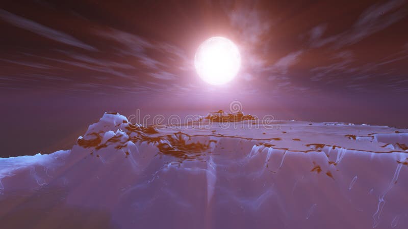 Ice Berg Night Full Moon, 3d Render Stock Illustration - Illustration ...