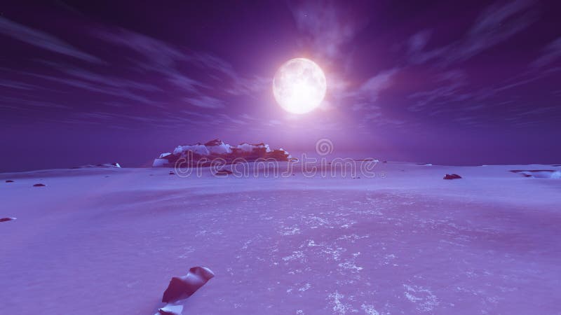 Ice Berg Night Full Moon, 3d Render Stock Illustration - Illustration ...