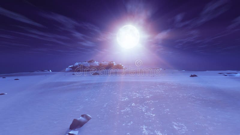 Ice Berg Night Full Moon, 3d Render Stock Illustration - Illustration ...