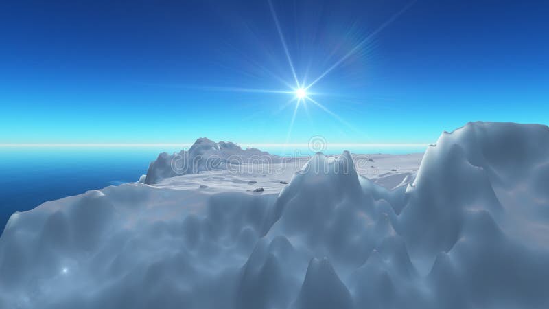 Ice berg on see 3d render stock illustration. Illustration of arctic ...