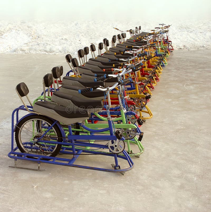 Ice bicycles are fun. stock photo. Image of rainbow, icicle - 1991060