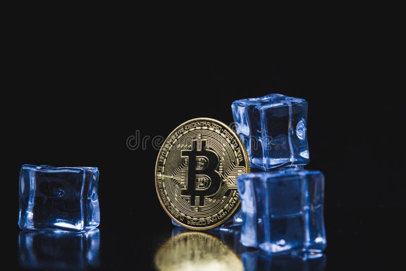 Ice and Bitcoin Coin. Freezing of Cryptocurrency Accounts. Frozen ...