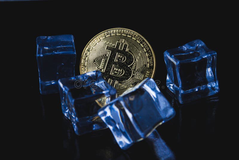 Ice and Bitcoin Coin. Freezing of Cryptocurrency Accounts. Frozen ...