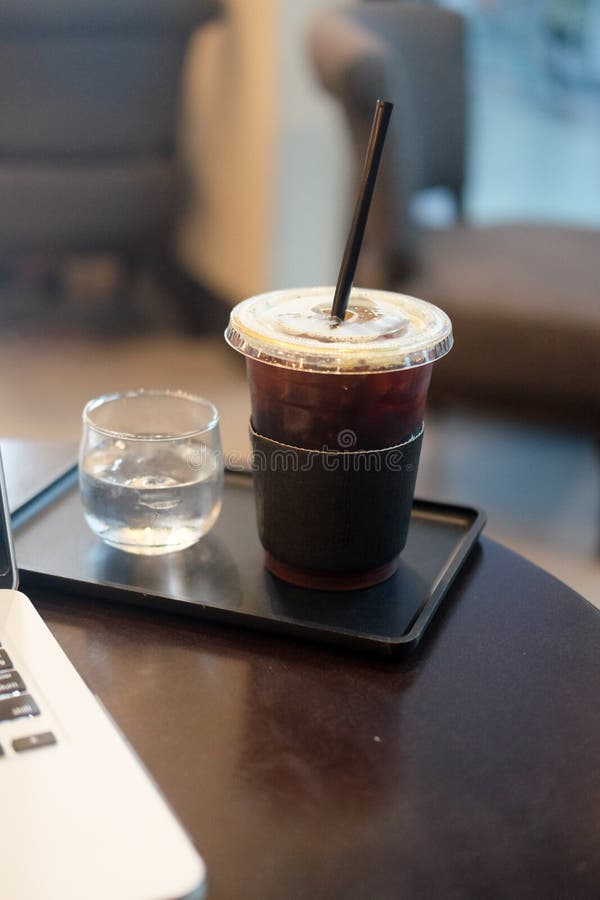Ice Black Coffee or Long Black Coffee Stock Photo - Image of sugar ...