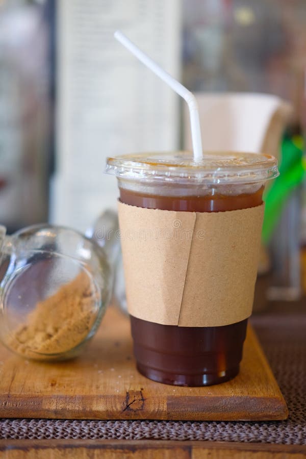 Ice Black Coffee with Sleeve Stock Photo - Image of single, cardboard ...