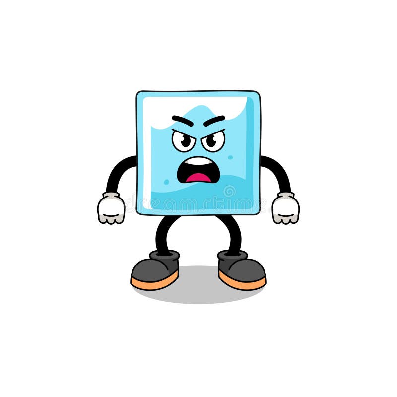 Ice Block Cartoon Illustration with Angry Expression Stock Vector ...
