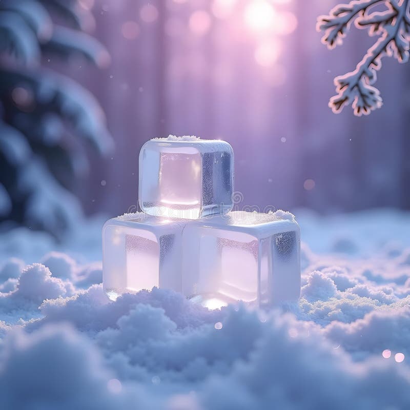 Frosty Showcase: Ice Block Display in Hyper-Realistic Depth Stock ...