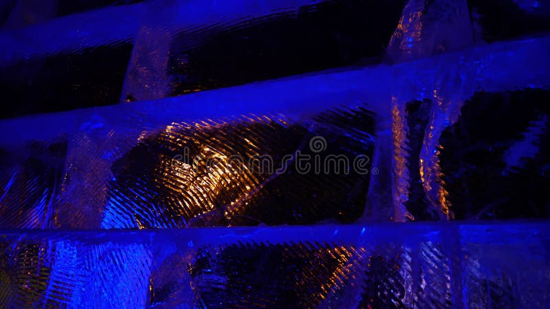 Ice Blocks with Blue Backlight, Winter Abstract Background Stock Photo ...