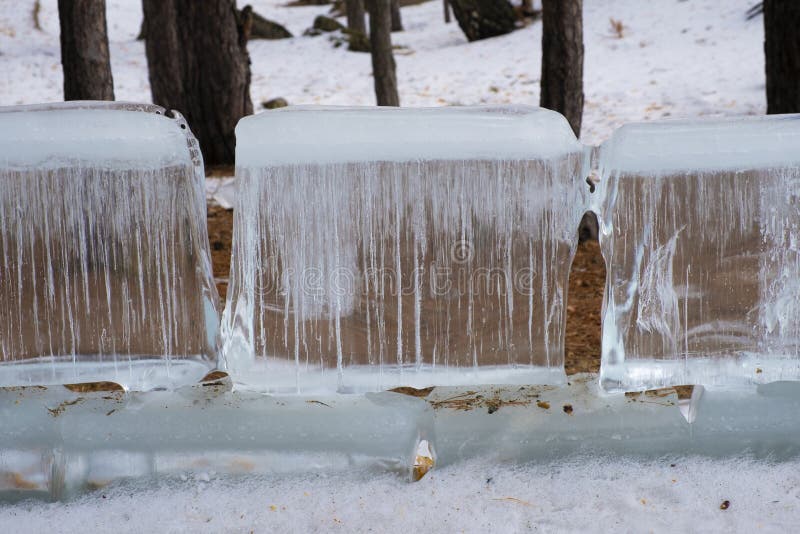 Ice Blocks with Bubbles Inside. Stock Image - Image of cold ...