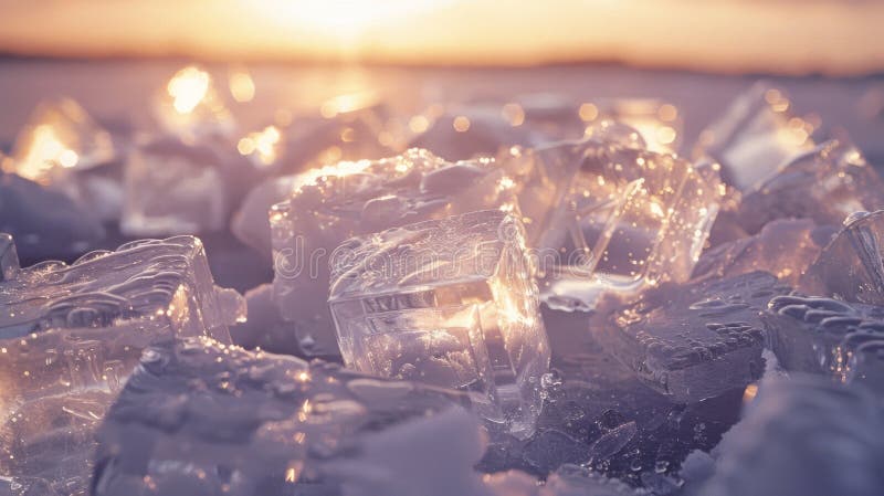 Ice Blocks on a Sandy Beach, Suitable for Climate Change or Summer ...