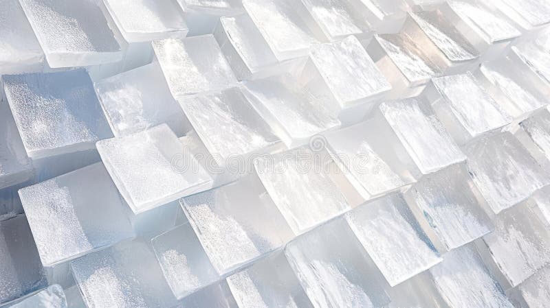 Ice Blocks Stacked Neatly, Creating an Intriguing Winter Display ...