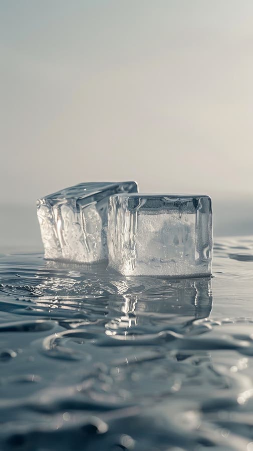 Ice Blocks on Water Surface Stock Illustration - Illustration of water ...
