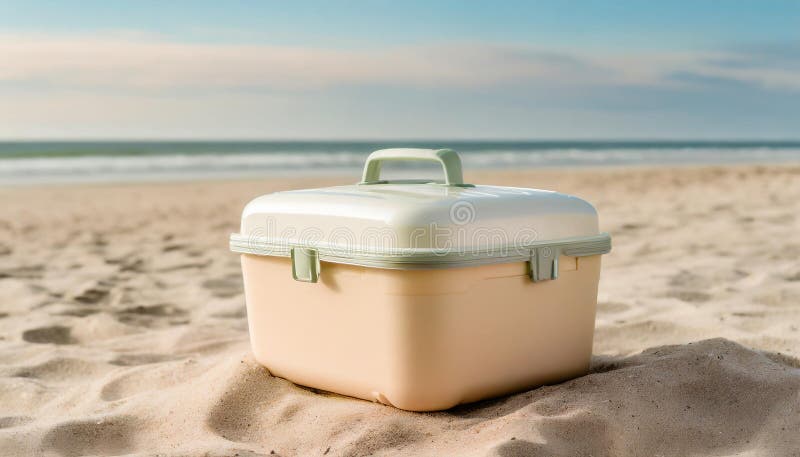 Ice Box, Drink Cooler, Portable Fridge on the Beach Stock Illustration ...