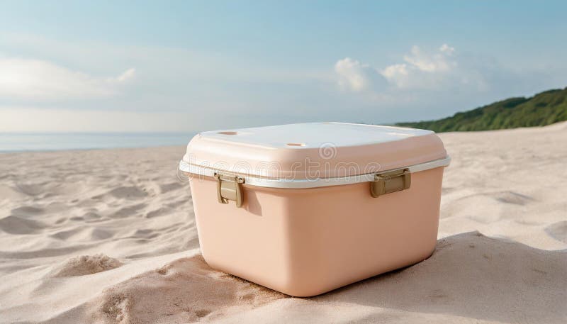 Ice Box, Drink Cooler, Portable Fridge on the Beach Stock Illustration ...