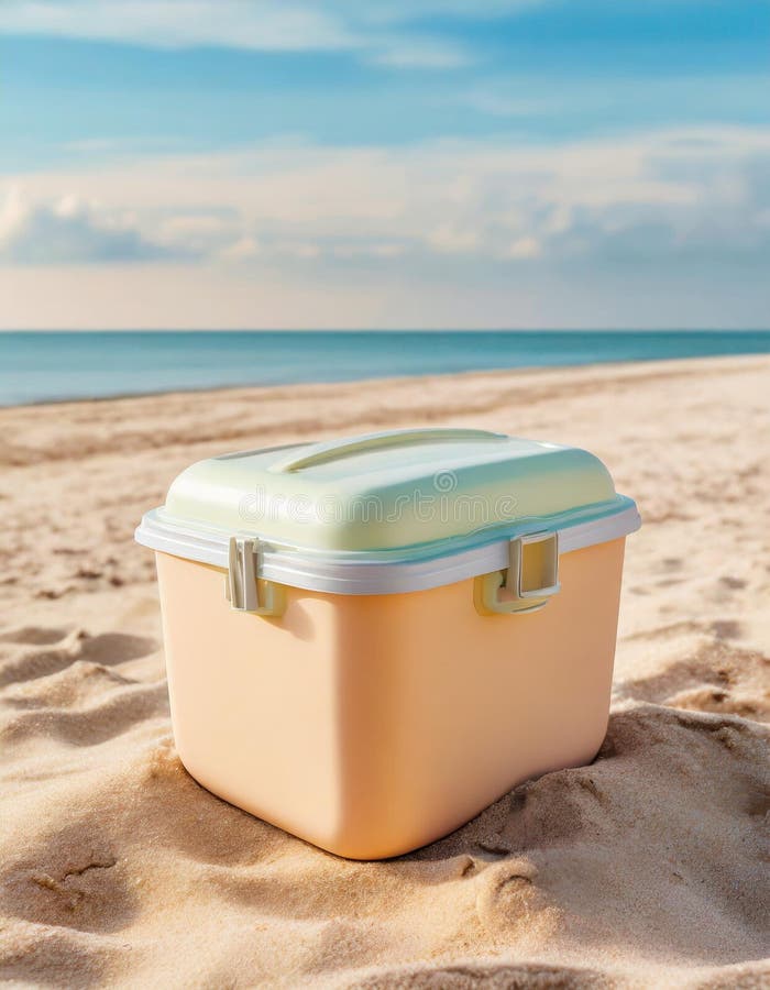 Ice Box, Drink Cooler, Portable Fridge on the Beach Stock Illustration ...