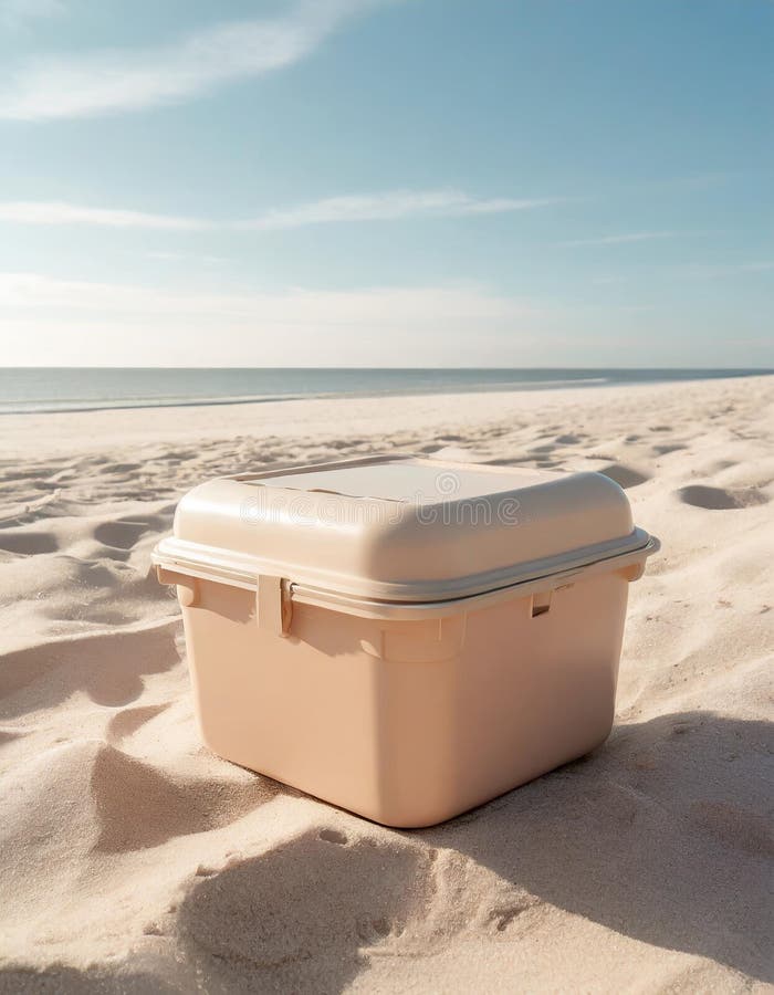 Ice Box, Drink Cooler, Portable Fridge on the Beach Stock Illustration ...