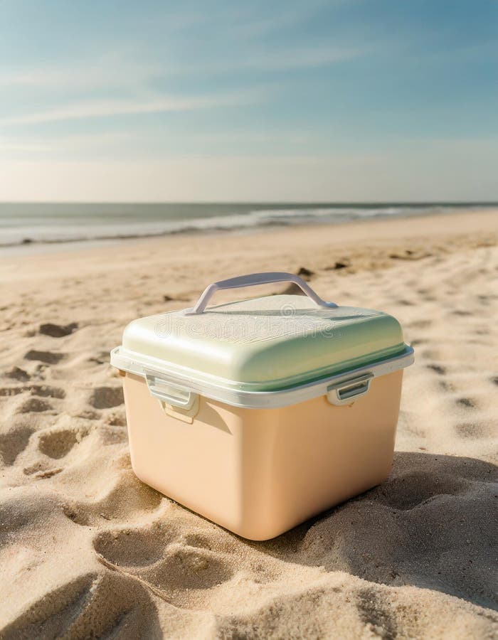 Ice Box, Drink Cooler, Portable Fridge on the Beach Stock Illustration ...