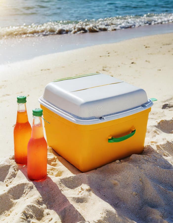 Ice Box, Drink Cooler, Portable Fridge on the Beach Stock Illustration ...