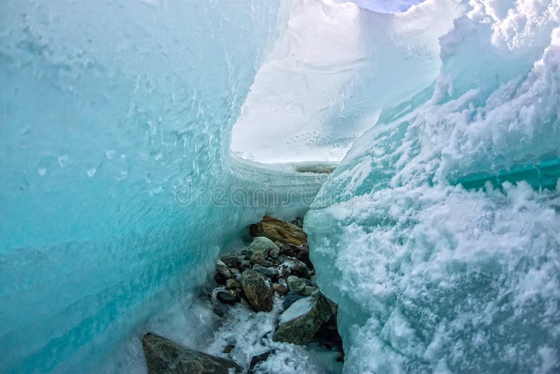 Ice Break in the Melting Blue Glacier Stock Image - Image of crack ...