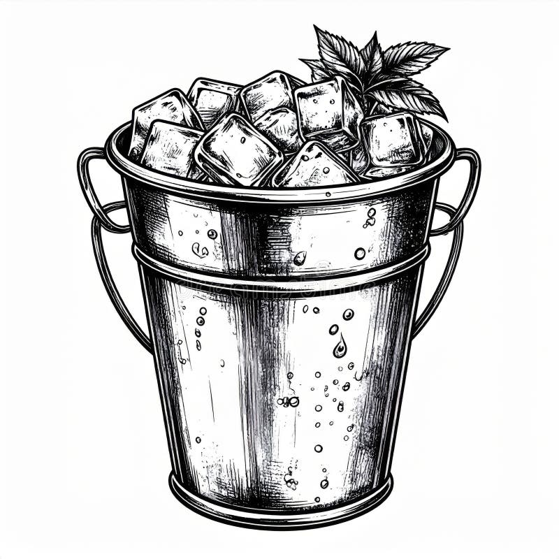 Ice Bucket with Mint and Ice Cubes Illustration Stock Illustration ...