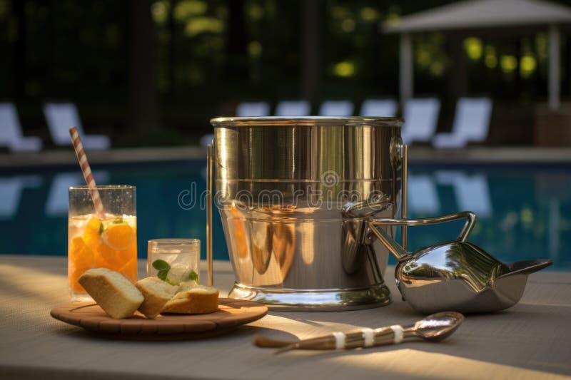 Ice Bucket, Shaker, and French 75 Essentials by Pool Stock Illustration ...