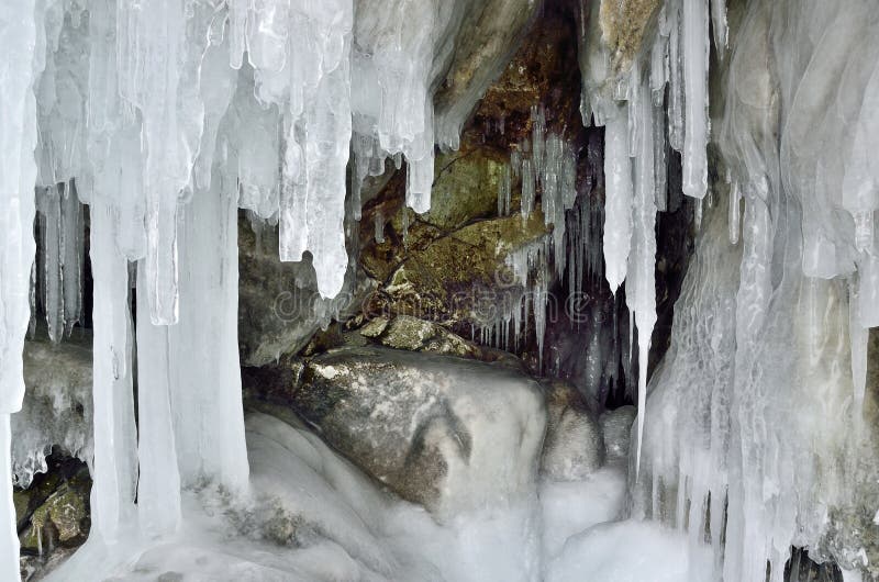 Ice Build-up at Cape Sagan-Zaba, Lake Baikal Stock Image - Image of ...