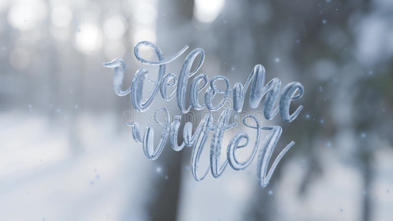 Ice Calligraphy Text Welcome Winter . Stock Video - Video of welcome ...