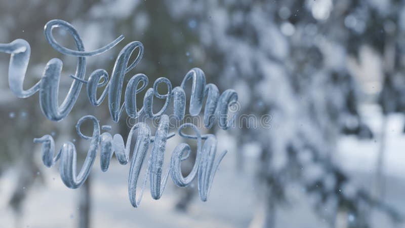 Ice Calligraphy Text Welcome Winter . Stock Video - Video of creative ...