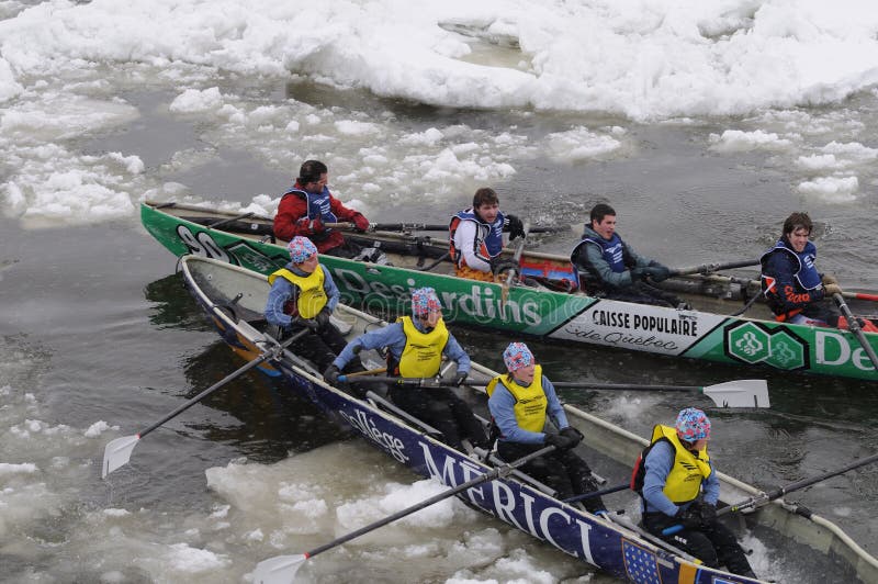 Quebec Carnival: Ice Canoe Race Editorial Stock Image - Image of canoe ...