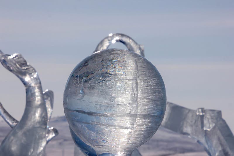 Ice Carving with a Chisel. Ice Sculptures Editorial Stock Photo - Image ...