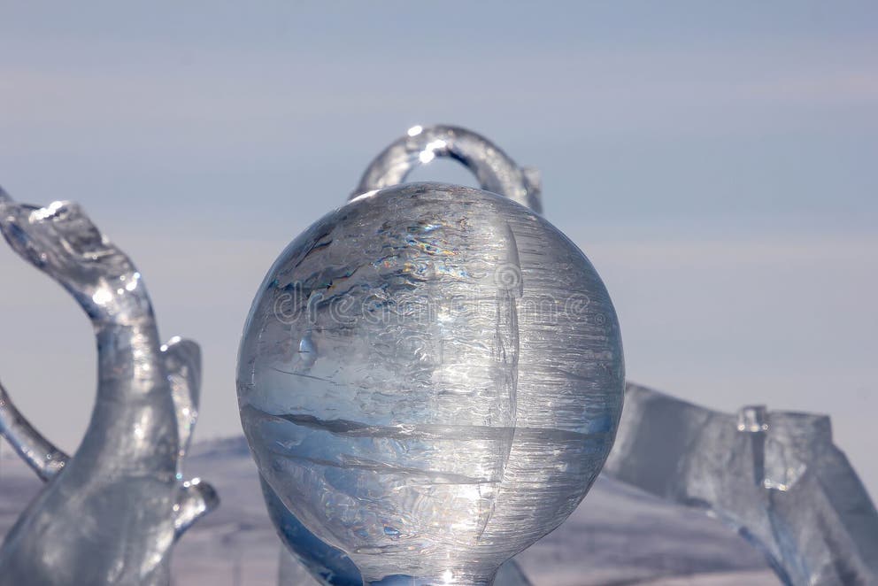 Ice Carving with a Chisel. Ice Sculptures Editorial Stock Photo - Image ...