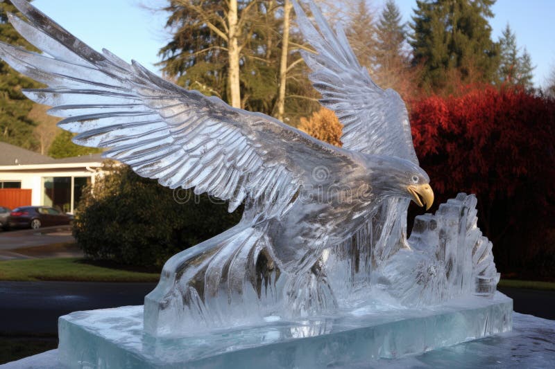 Ice Carving of a Soaring Eagle Mid-flight Stock Illustration ...