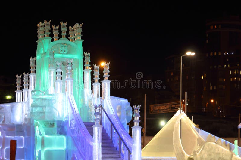 Ice Castle editorial stock image. Image of illumination - 66001879