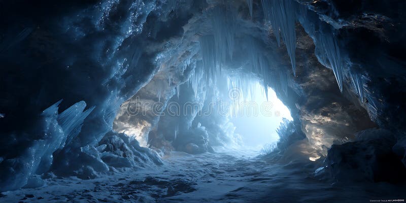An Ice Cave Glowing with Blue Light for Fantasy Art, Mystical Designs ...