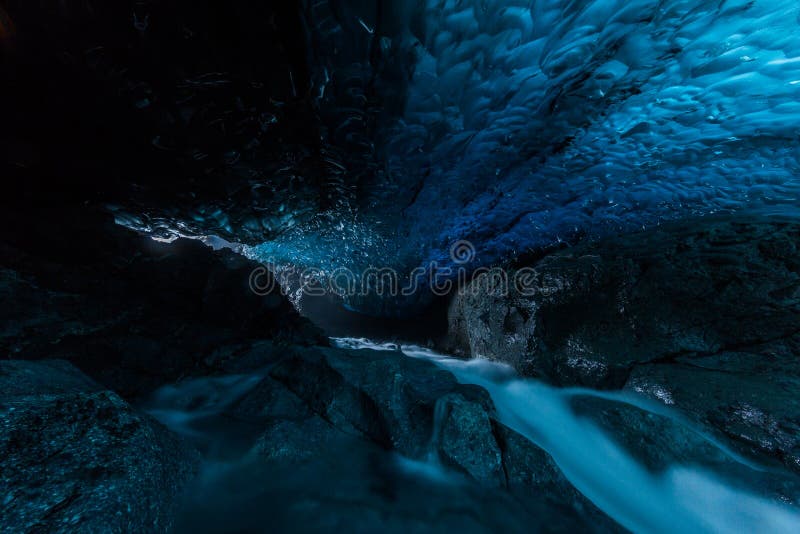 Ice Cave in Iceland Deep Tunnel Stock Image - Image of glacier, finland ...