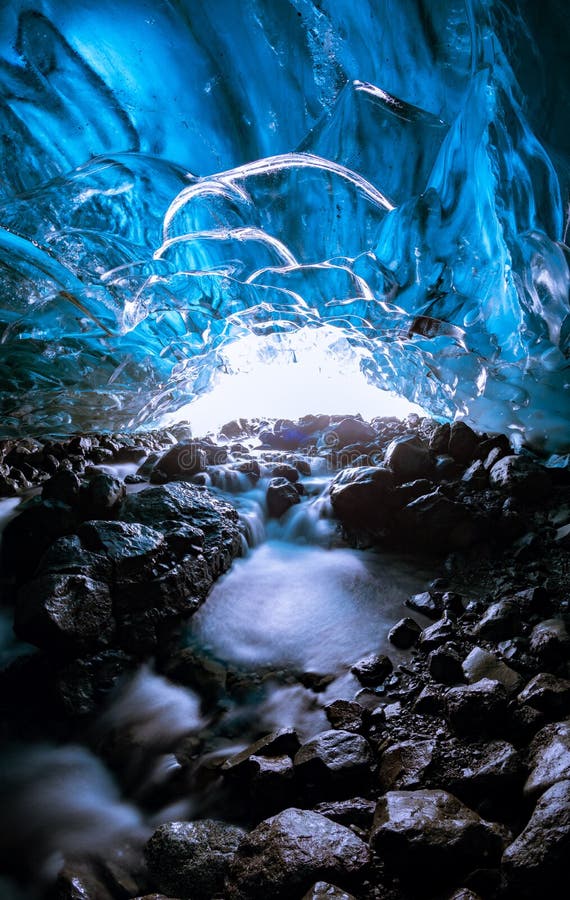 Inside of Ice Cave, Vatnajokull Glacier, Iceland Stock Photo - Image of ...