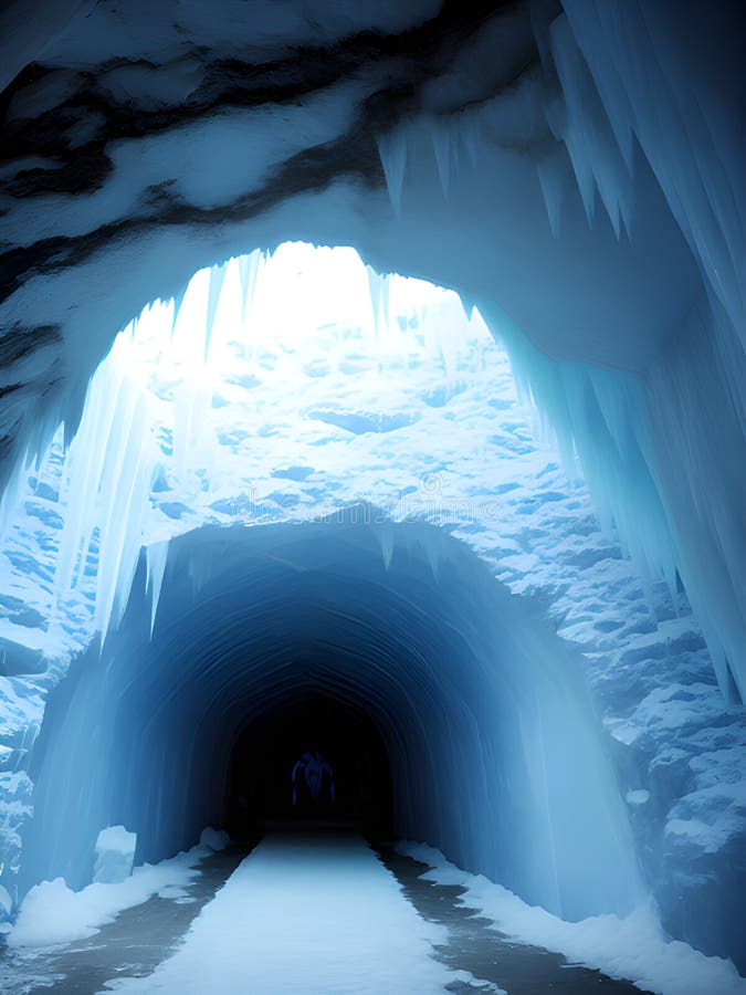 Ice Cave in the Winter, Ai Generated Stock Illustration - Illustration ...